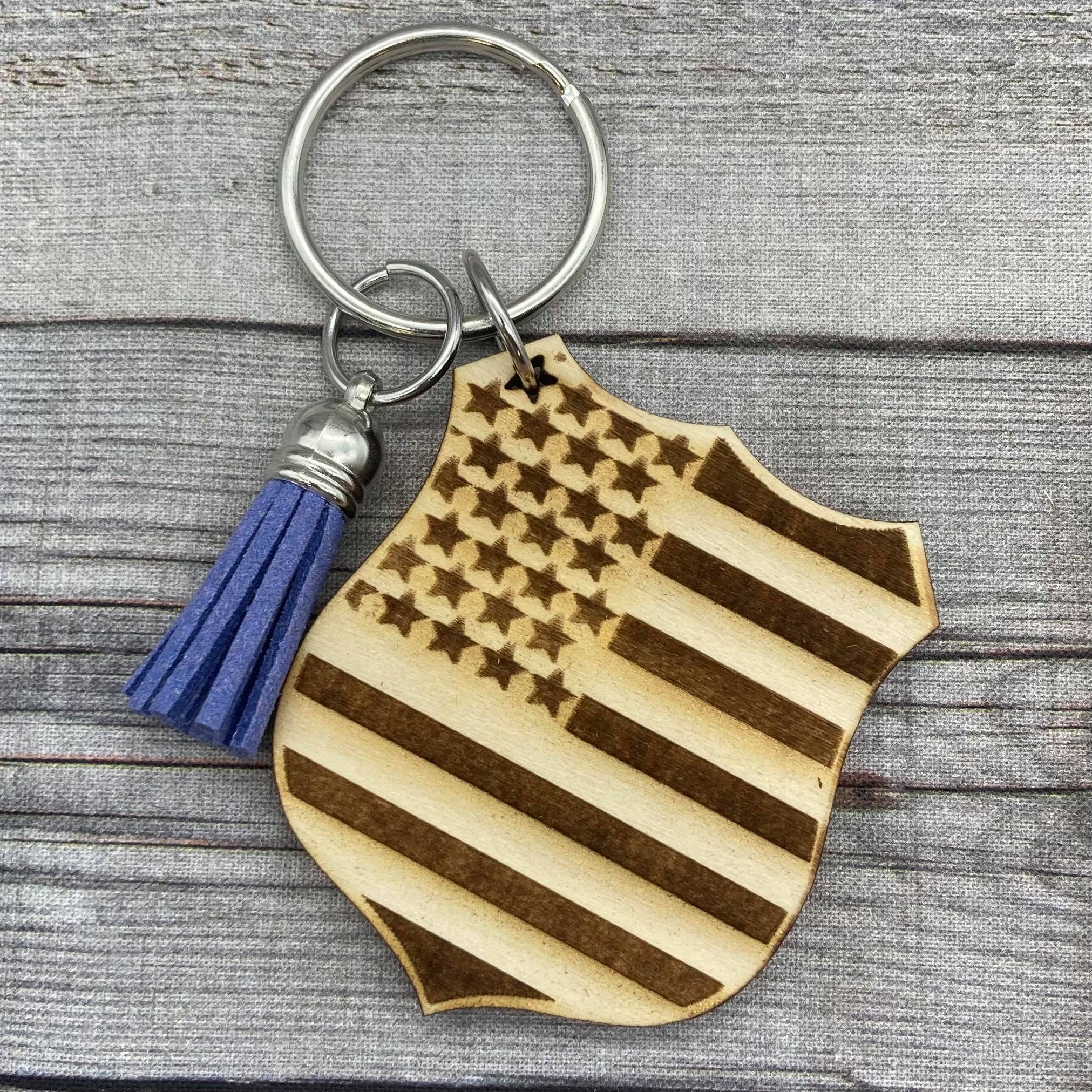 Police Shield Keychain – Leopard Spot Design