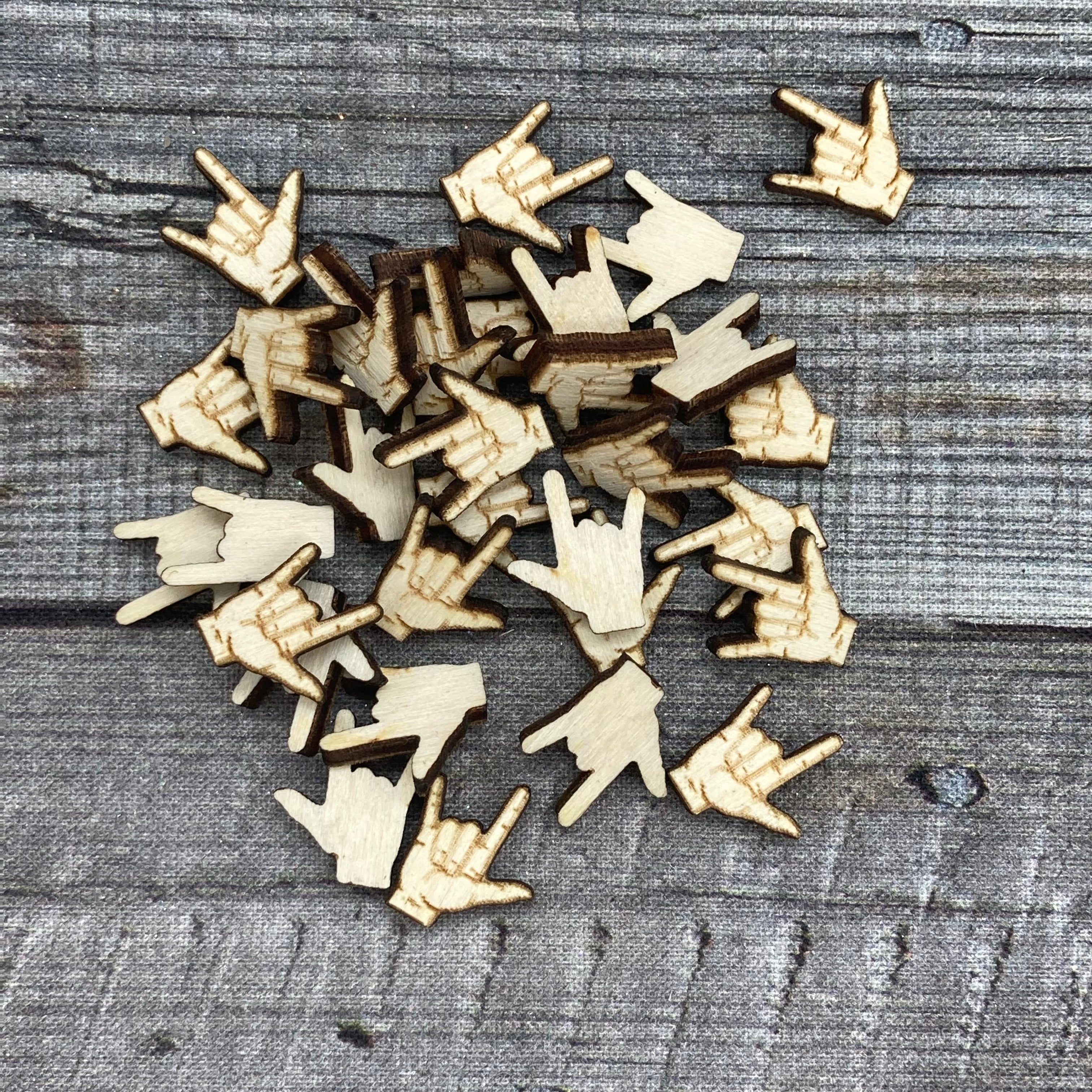ASL I Love You Wood Confetti – Leopard Spot Design